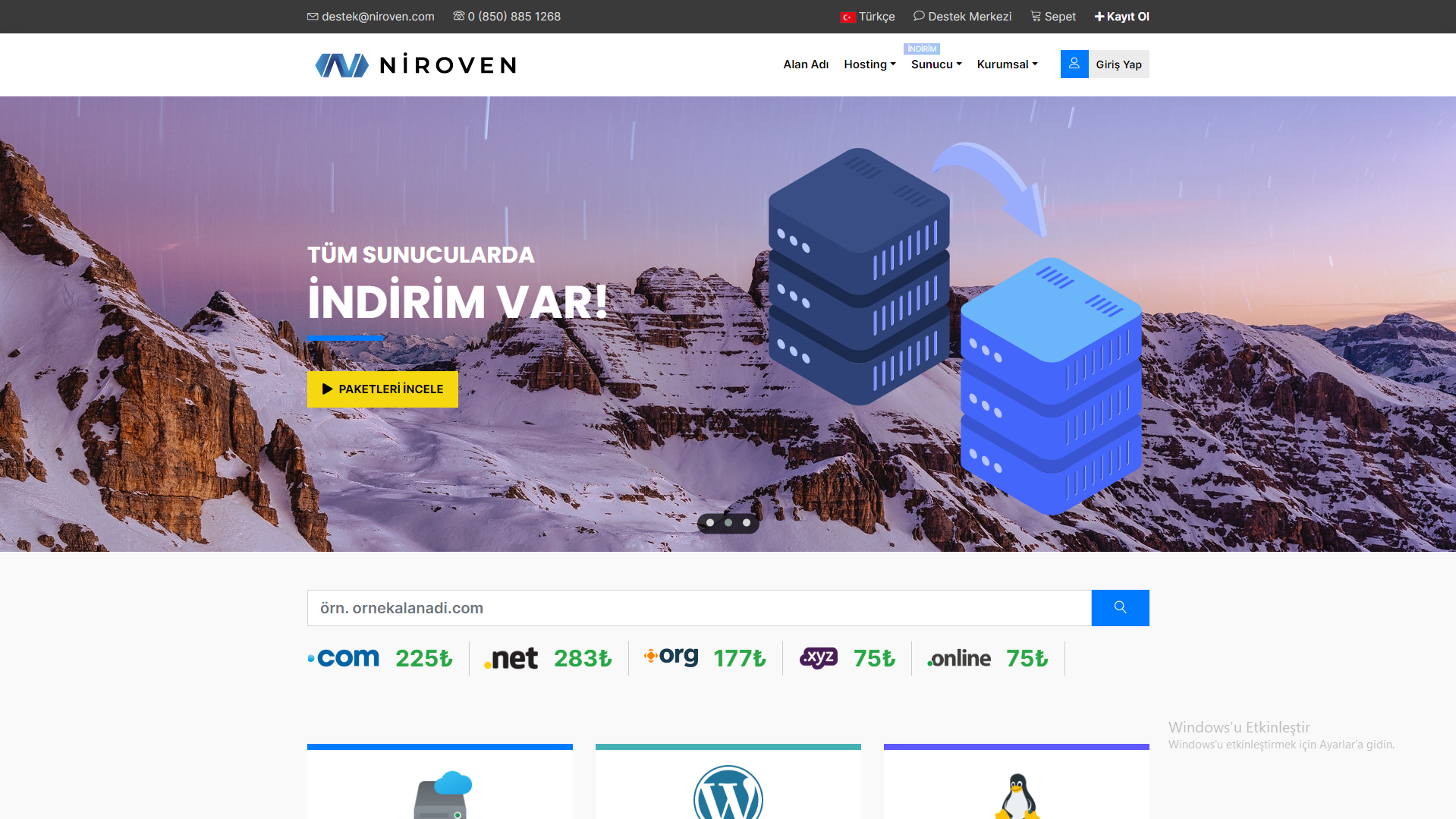 Niroven: Web Hosting, Sanal Sunucu (VDS/VPS), Kiralık Sunucu, Alan Adı ...